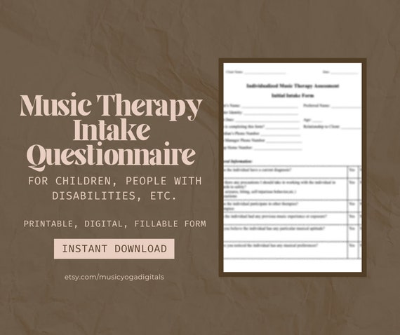 Music Therapy Intake Questionnaire for Autism Children - Etsy