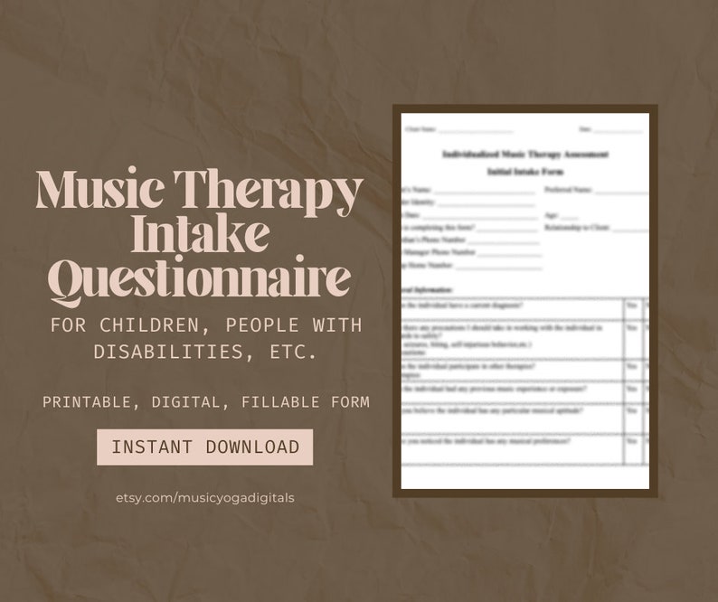Music Therapy Intake Questionnaire for Autism, Children, Disabilities ...