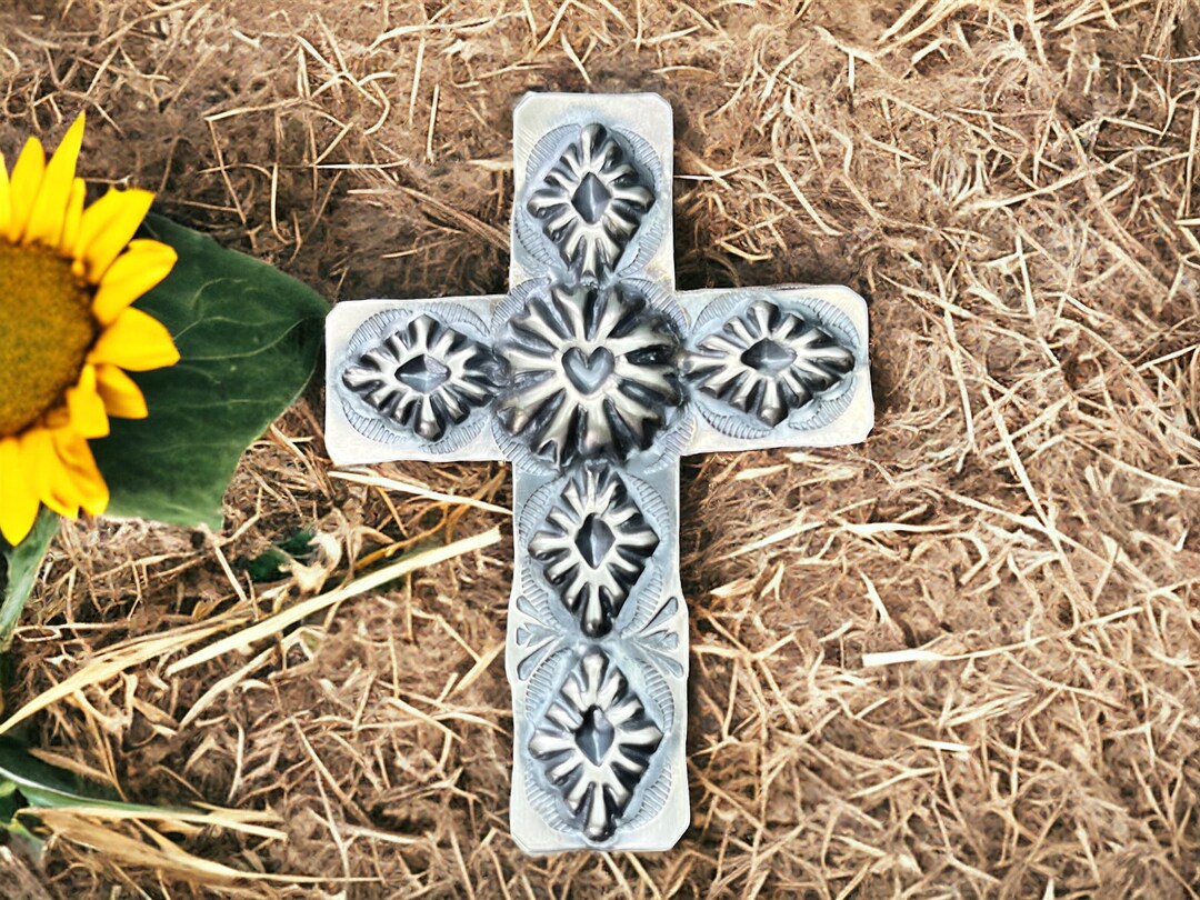 2 1/2 X 3 Navajo Native American Made Stamp Cross Pendant 100% Sterling ...