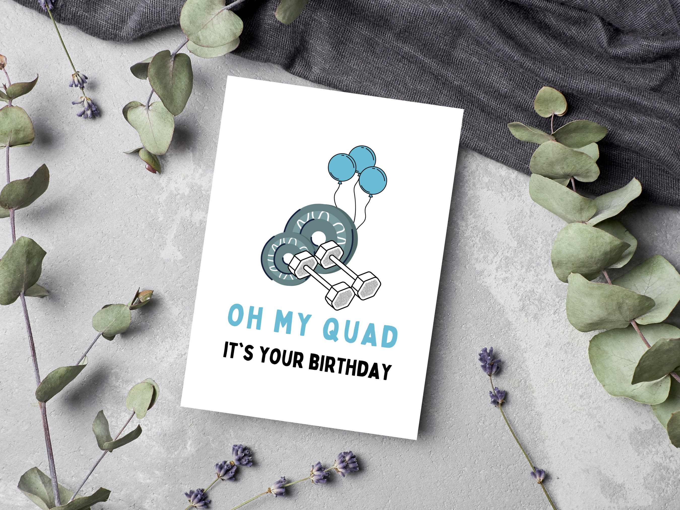 Gym Birthday Card - Oh My Quad Card, Weightlifting Bodybuilder Gift - Etsy