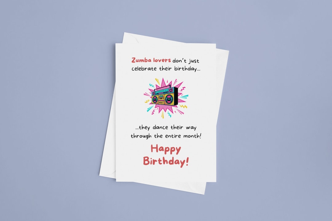 Zumba Lover Birthday Card, Zumba Gifts, Card for Zumba Instructor ...