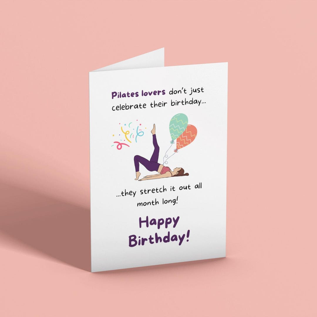 Pilates Birthday Card, Happy Birthday Pilates, Pilates Instructor Funny ...