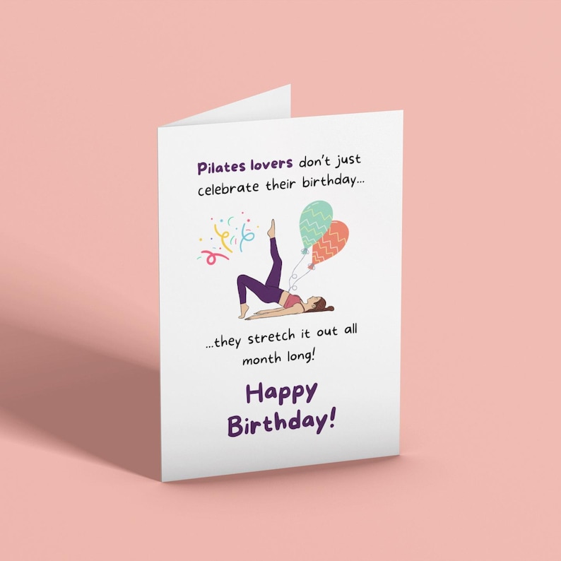 Pilates Birthday Card, Happy Birthday Pilates, Pilates Instructor Funny ...