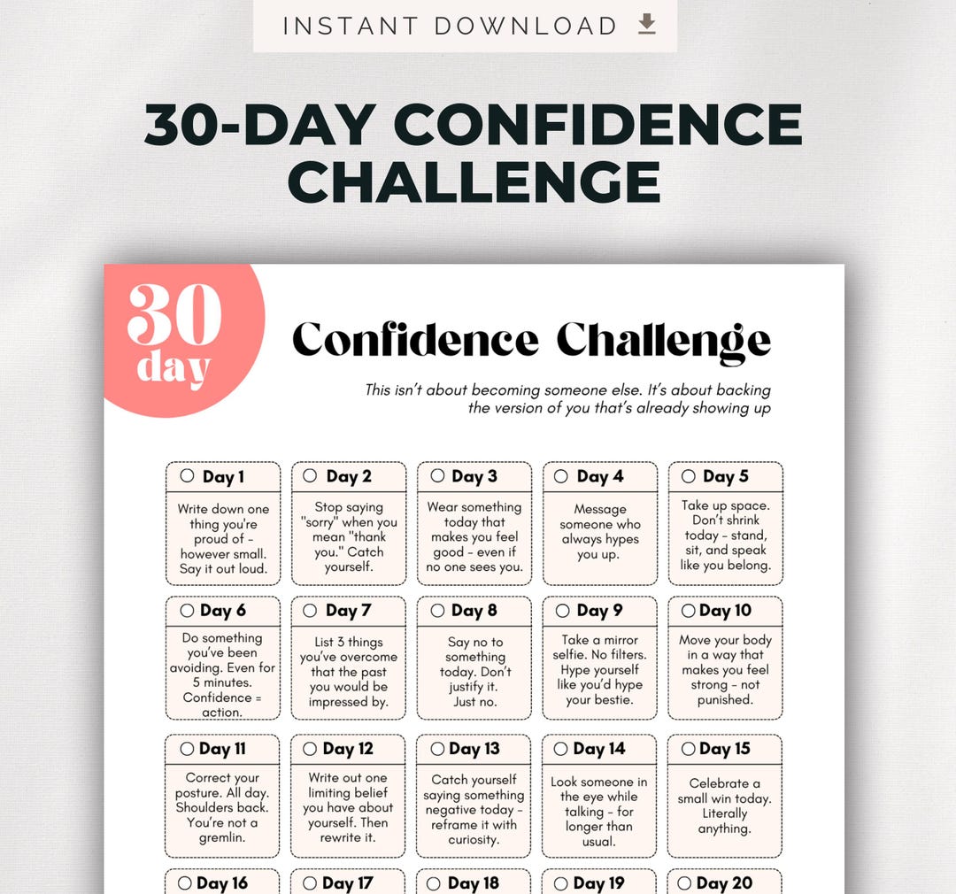30-day Confidence Challenge Printable - Daily Challenge PDF Instant ...