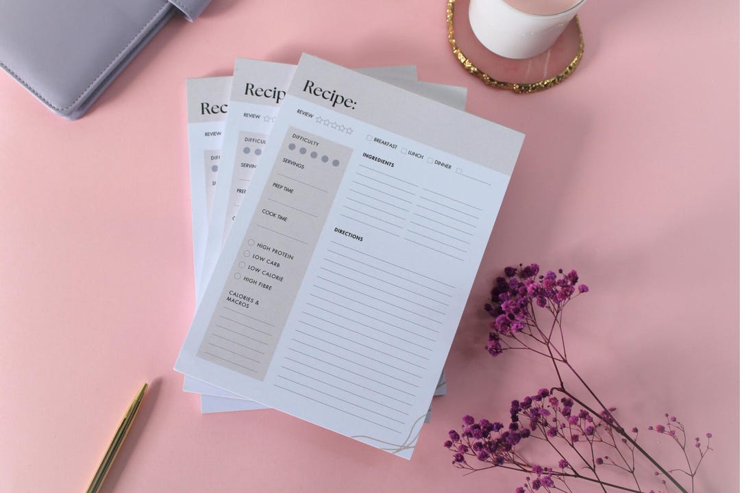 Recipe Planner Notepad, Aesthetic Macro Calorie Tracker, High Protein ...