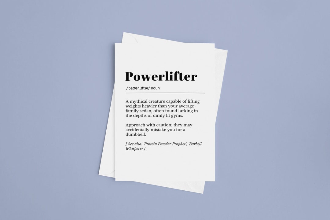Powerlifter Definition Card - Powerlifting Joke, Gym Card for Him - Etsy
