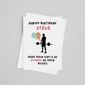 Personalised Gym Birthday Card, Custom Bodybuilder Card, Personalised ...