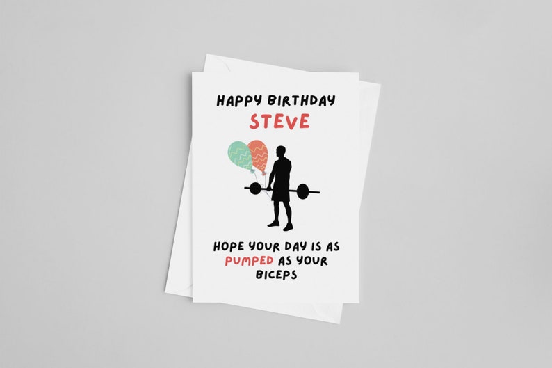 Personalised Gym Birthday Card, Custom Bodybuilder Card, Personalised ...