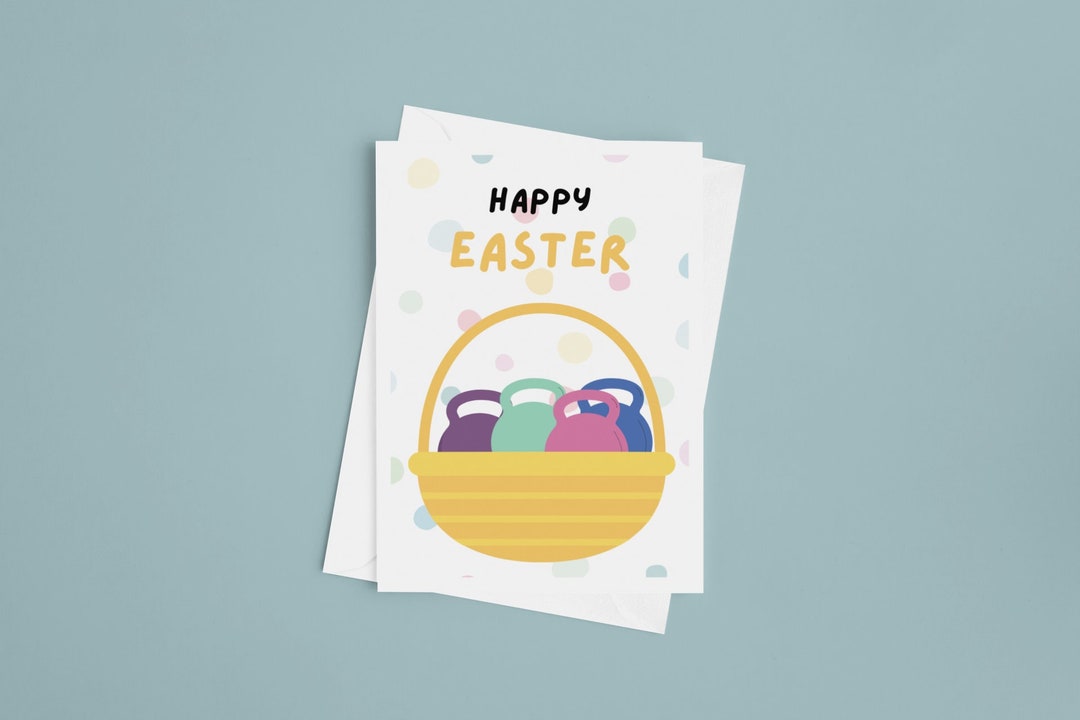 Happy Easter Gym Card, Easter Kettlebell Basket, Gym Humour Card ...