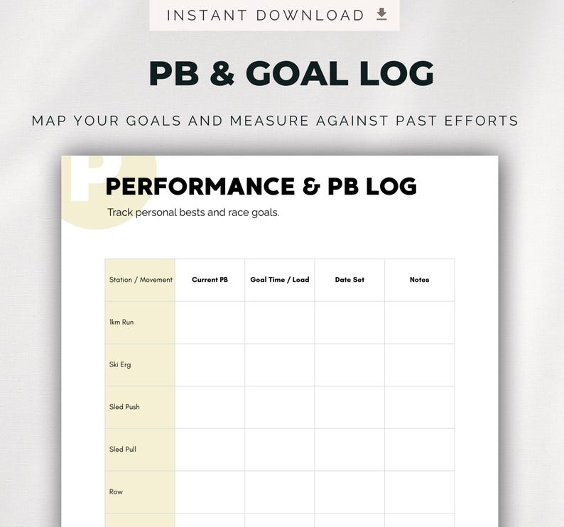 Hyrox Planner - Printable Workout Tracker for Hybrid Athletes, Hybrid ...
