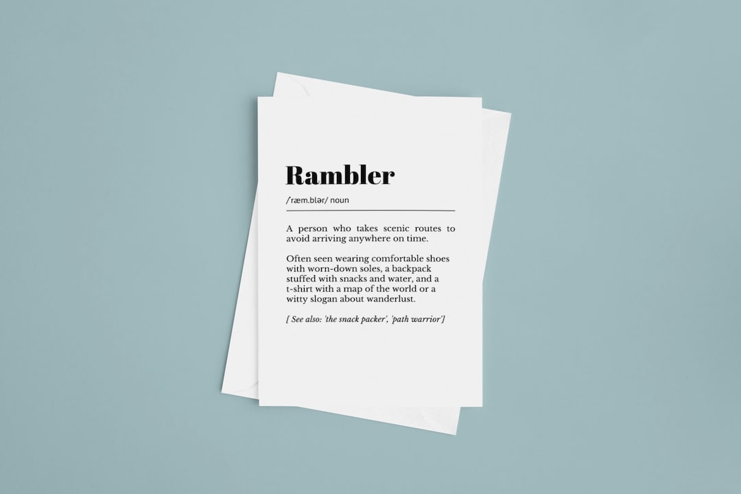 Rambler Definition Card, Birthday Card for a Rambler, Walking Card ...