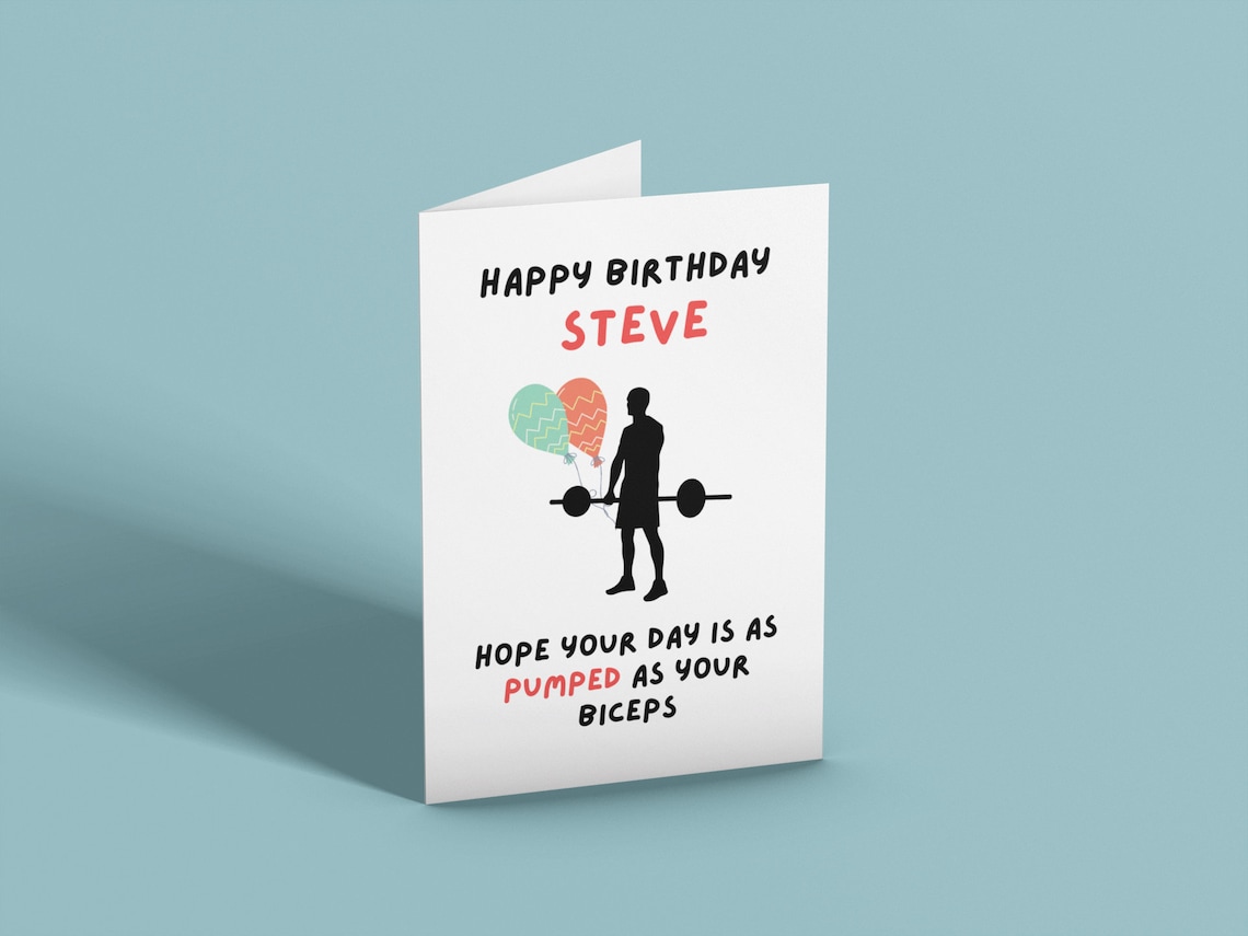 Personalised Gym Birthday Card - Custom Bodybuilder Card, Personalised ...