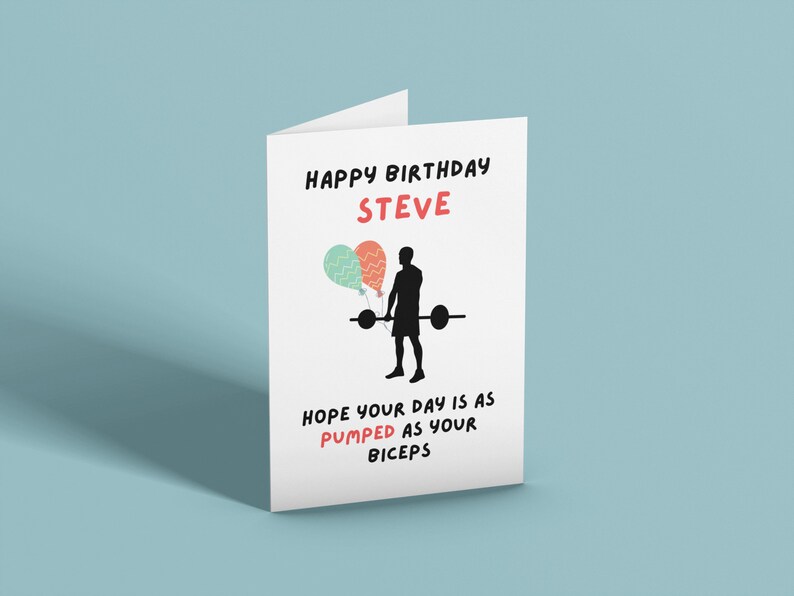 Personalised Gym Birthday Card, Custom Bodybuilder Card, Personalised ...