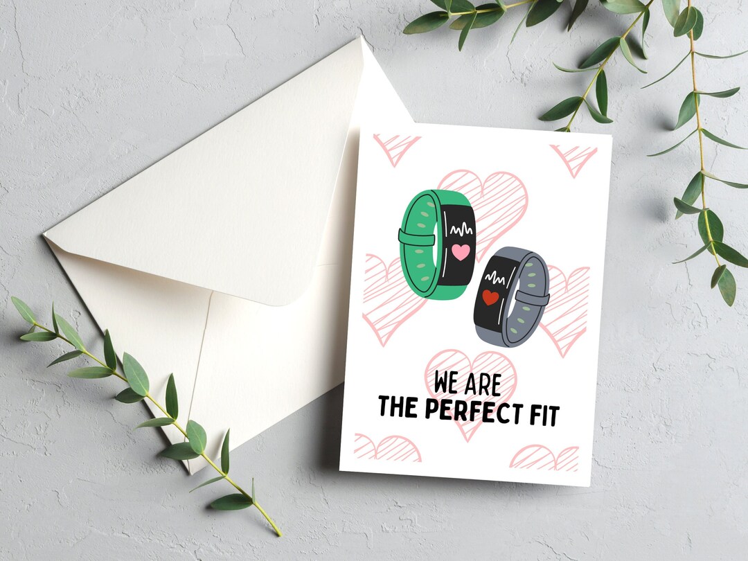We Are the Perfect Fit Card, Fitness Valentines Card, Fitbit Fit Couple ...