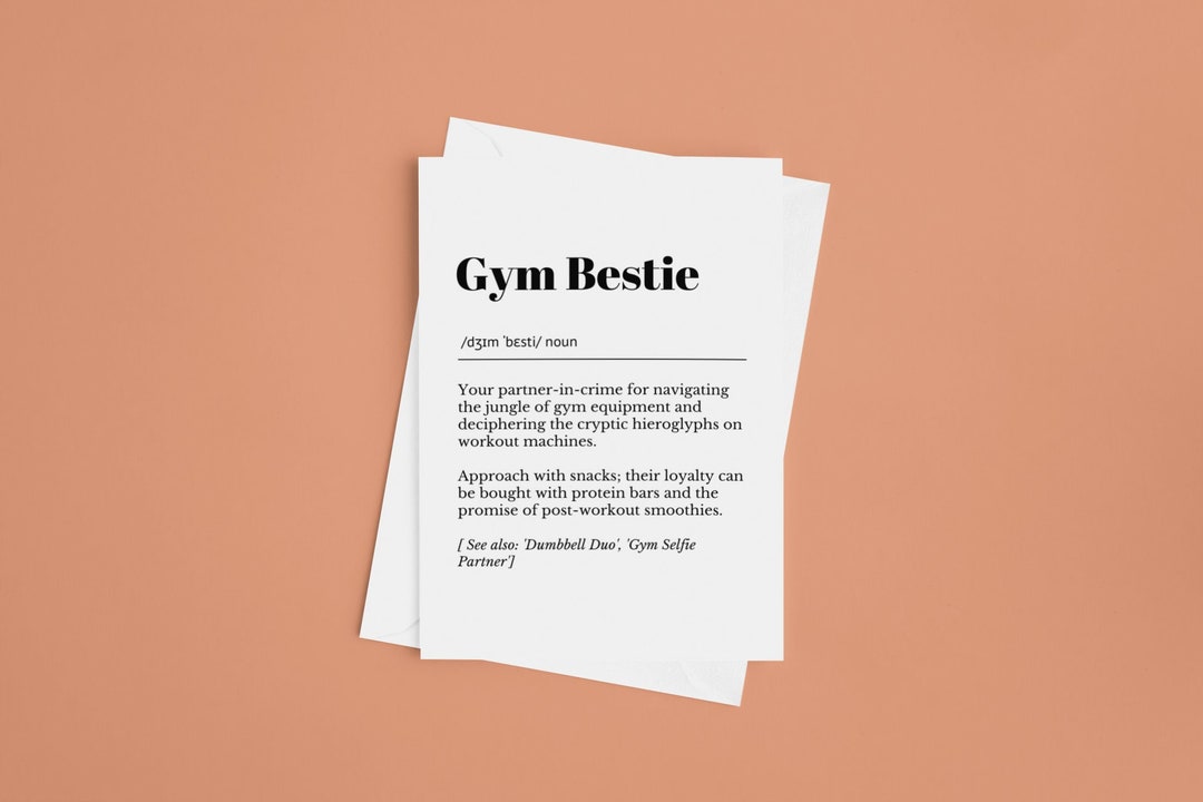 Gym Bestie Definition, Gym Girlfriend Funny Card, Gym Girl Birthday ...