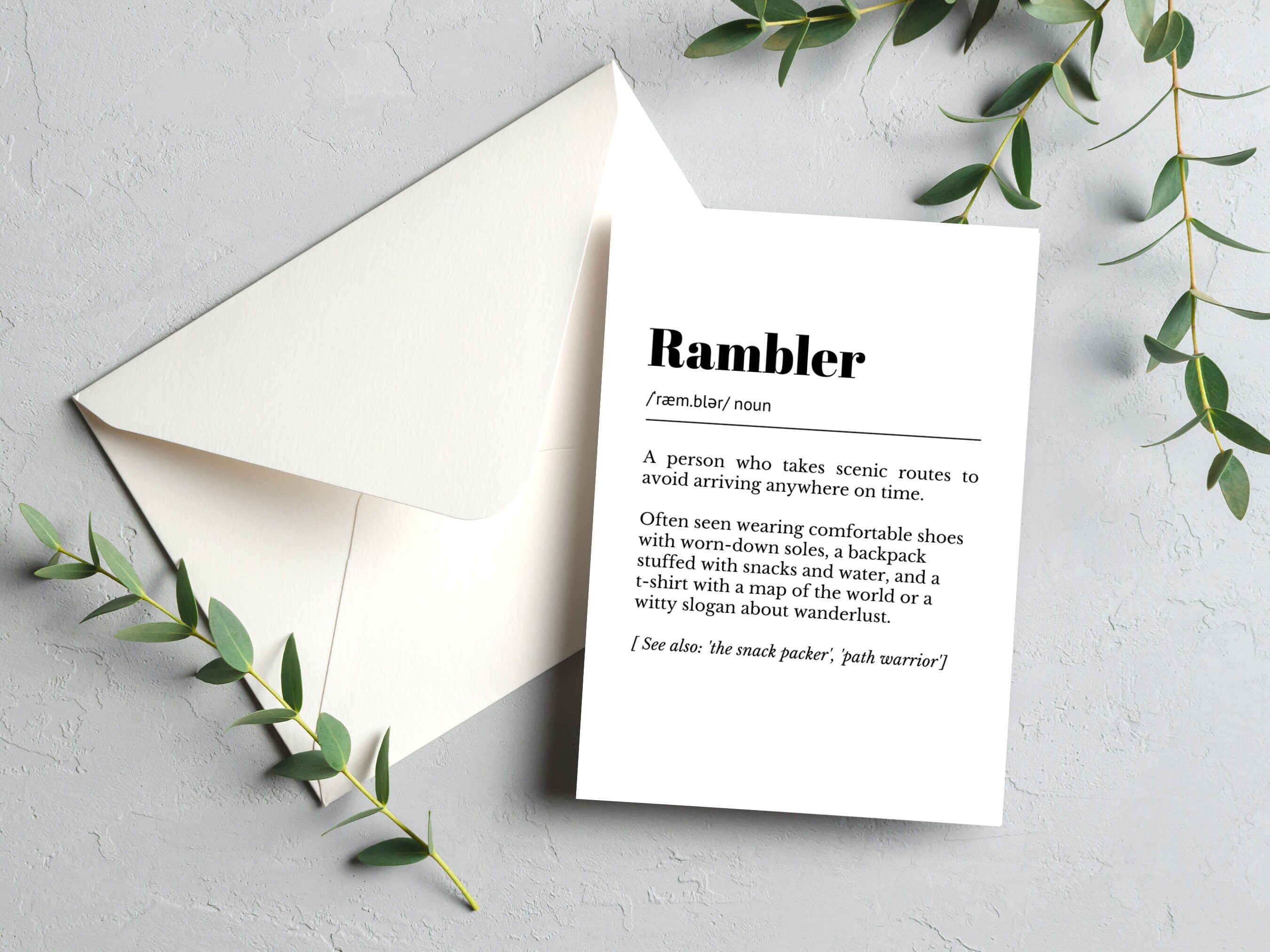 Rambler Definition Card - Birthday Card for a Rambler, Walking Card for ...