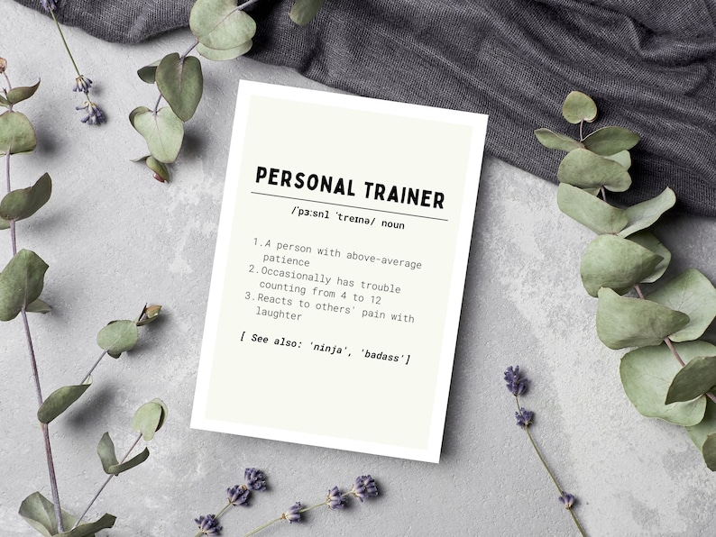 Personal Trainer Card - Funny PT Dictionary Definition, Gym Gift Idea - Etsy UK