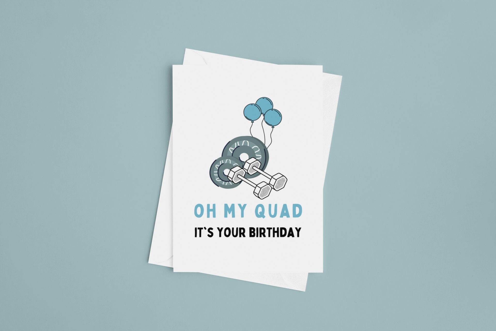Gym Birthday Card, Oh My Quad Gym Card, Weightlifting Bodybuilder Card ...