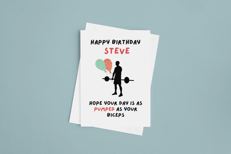 Personalised Gym Birthday Card, Custom Bodybuilder Card, Personalised ...
