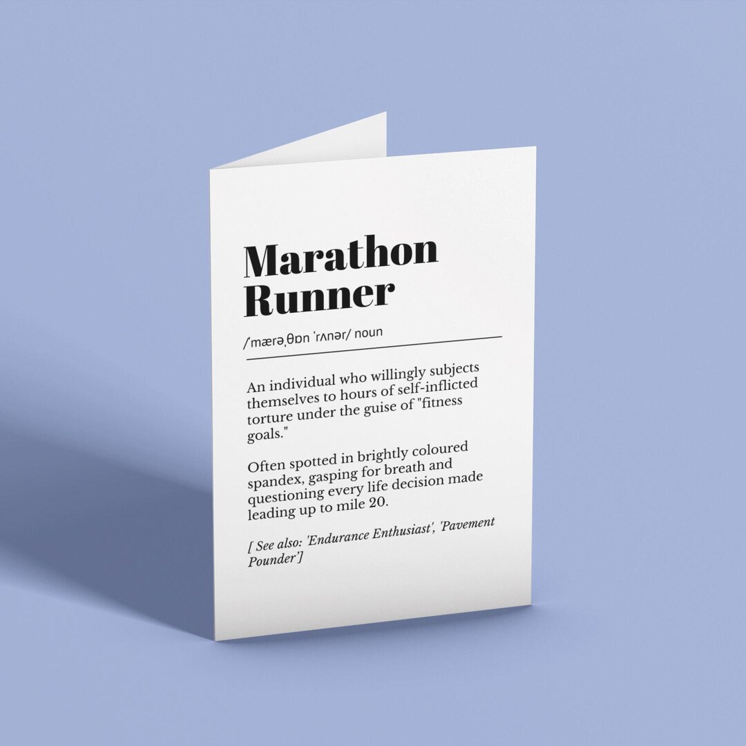 Marathon Runner Definition Card - Funny Birthday Card for a Runner ...