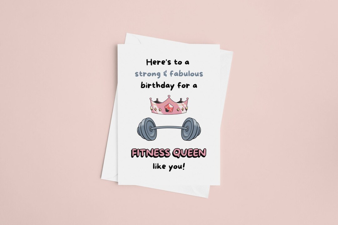 Strong and Fabulous Fitness Queen Birthday Card, Gym Birthday Card for ...