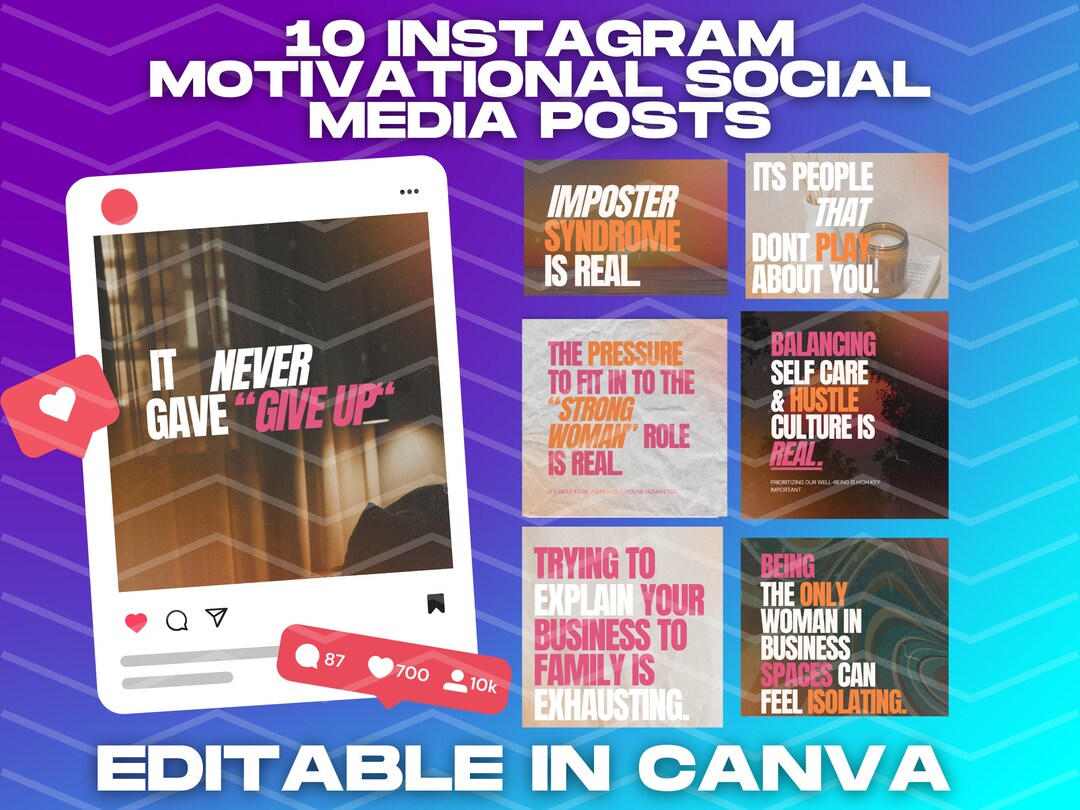 10 Editable Girl Boss Motivational Instagram Social Media Posts ...