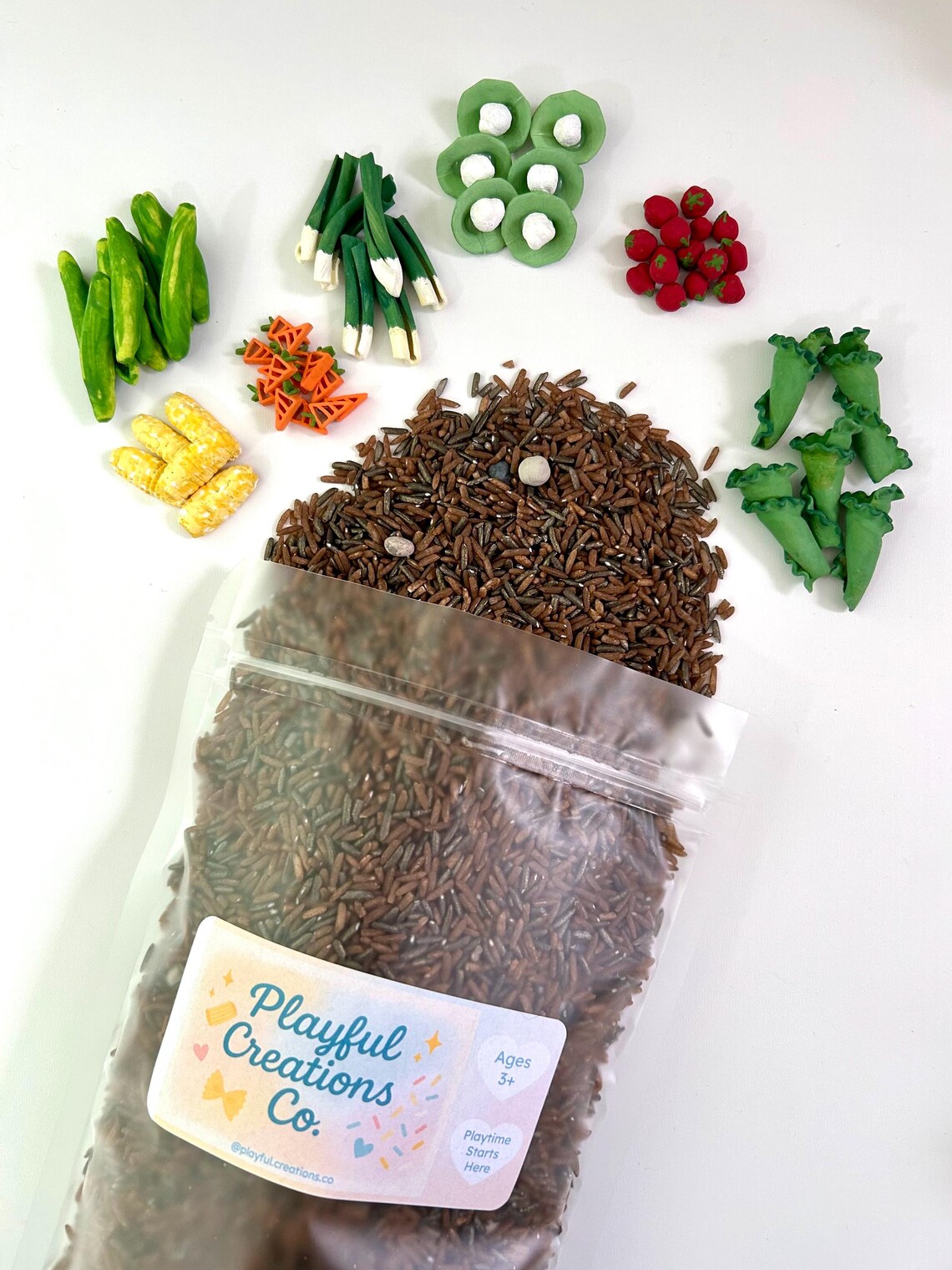Vegetable Garden Sensory Bin Filler Mix | Brown Rice Soil | Grey ...