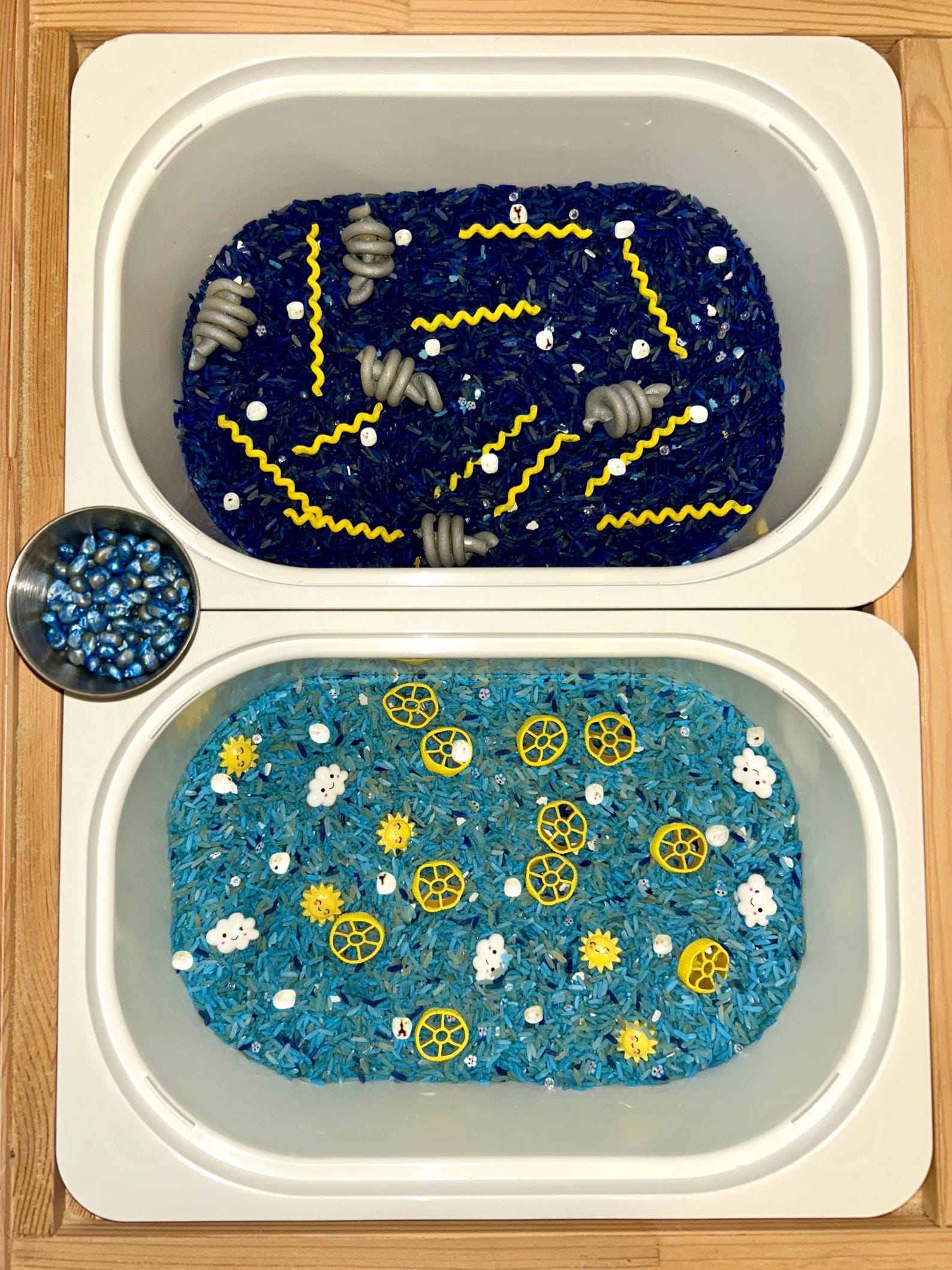 Sunny Vs Stormy Weather Sensory Bin Mix | Lightning, Clouds, Rain and ...