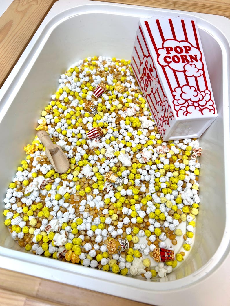 Popcorn Sensory Filler Mix | Movie Night Sensory Bin | Realistic ...