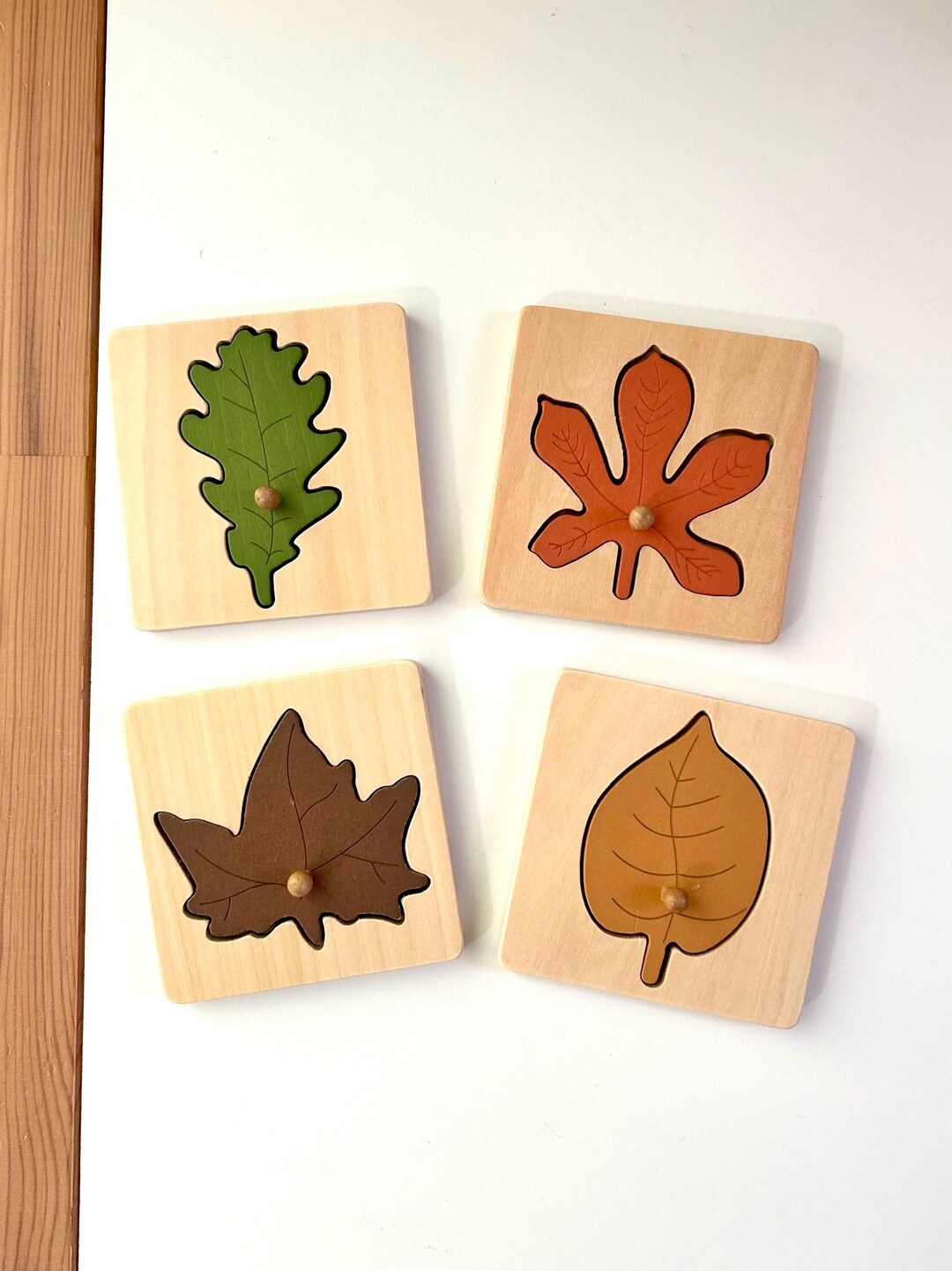 Wooden Leaf Puzzles | Fall Harvest Ressources | Montessori Nature Toy ...