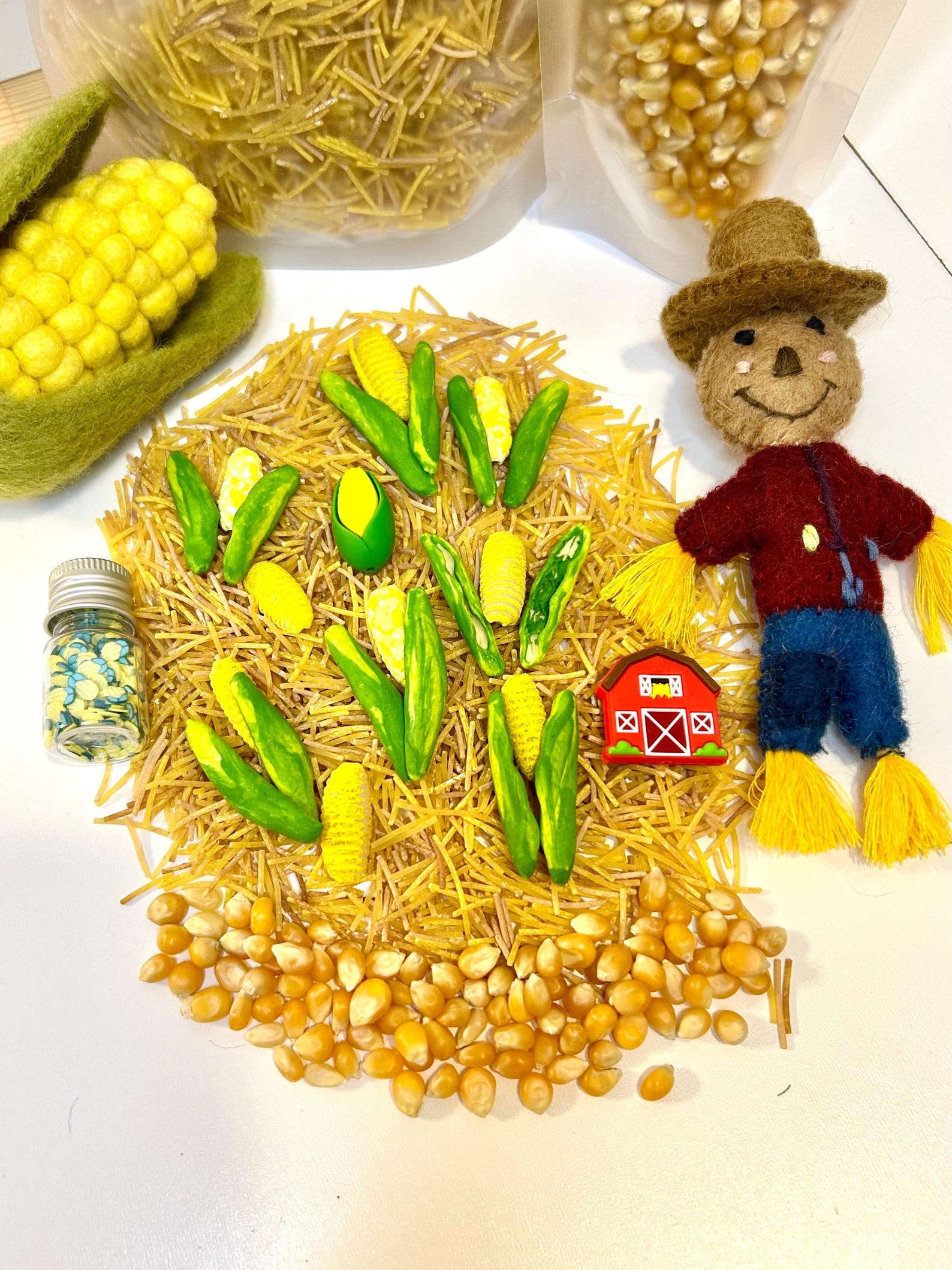 Corn Maze Sensory Bin Filler | Farm Sensory Filler Mix | Hay Pasta Corn ...