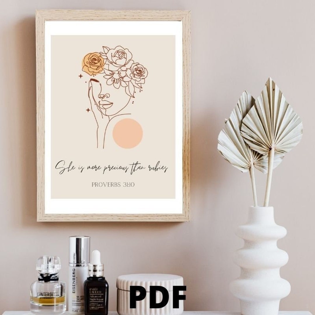 Scripture Wall Decor | Bible Verse Printable Art| Proverbs 31: 10 ...