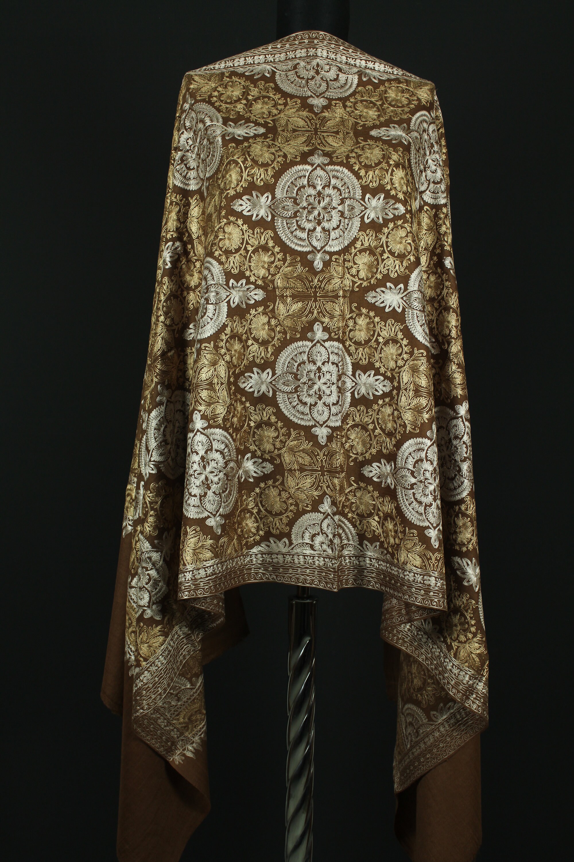 Wool Kashmiri Shawl, Needle Embroidery Shawl, Fine Scarf, Shawls and ...