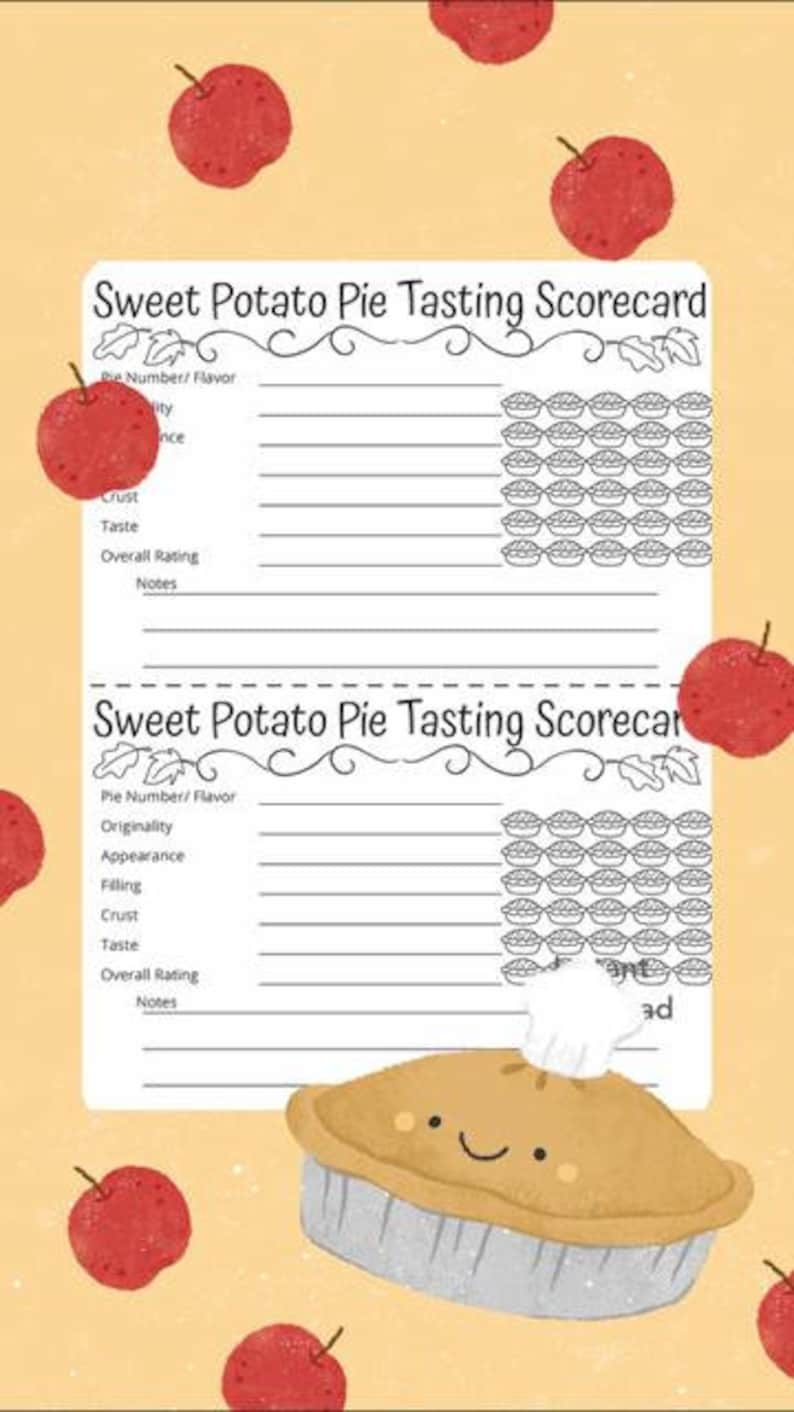 Sweet Potato Pie Contest Printable, Pie Contest Form - Etsy