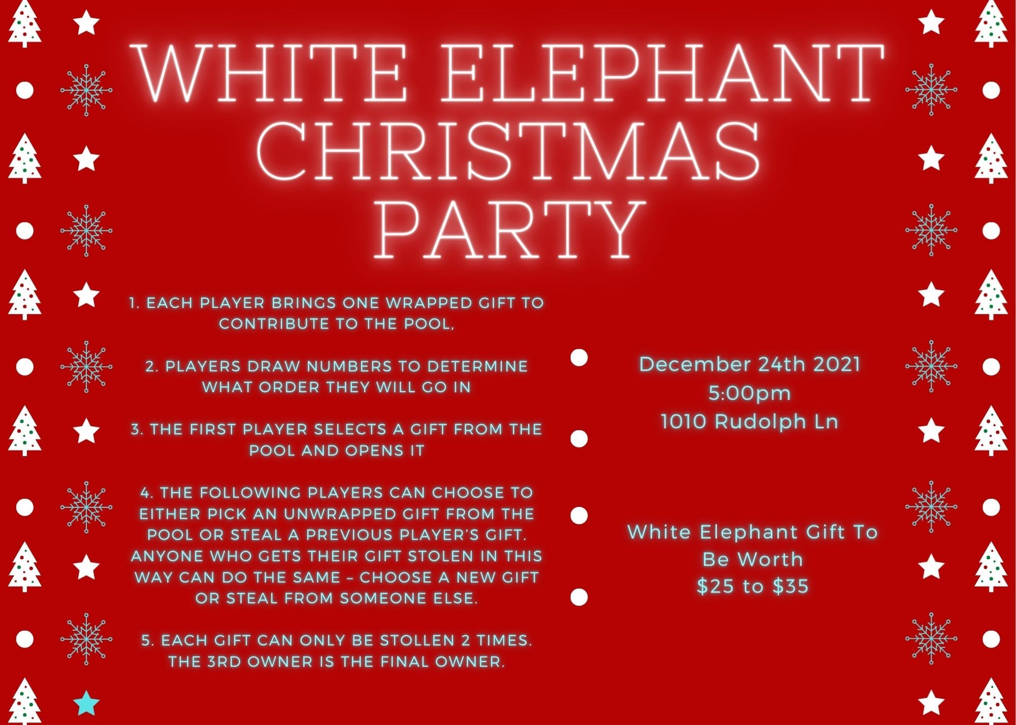 White Elephant Christmas Party Invitation * Printable* - Etsy