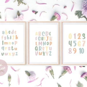 Printable Pastel Rainbow Coloured Alphabet & Numbers Posters - Etsy