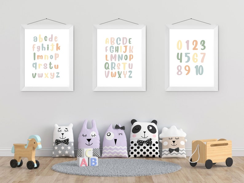 Printable Pastel Rainbow Coloured Alphabet & Numbers Posters - Etsy