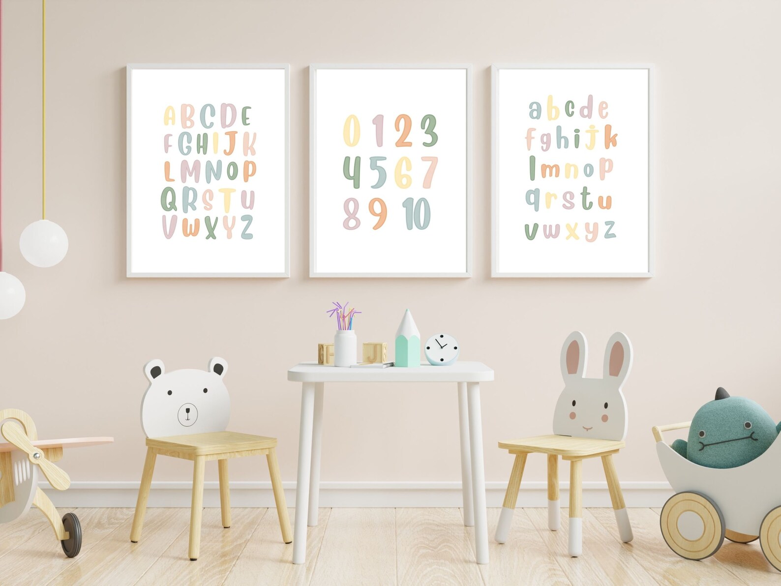 Printable Pastel Rainbow Coloured Alphabet & Numbers Posters - Etsy