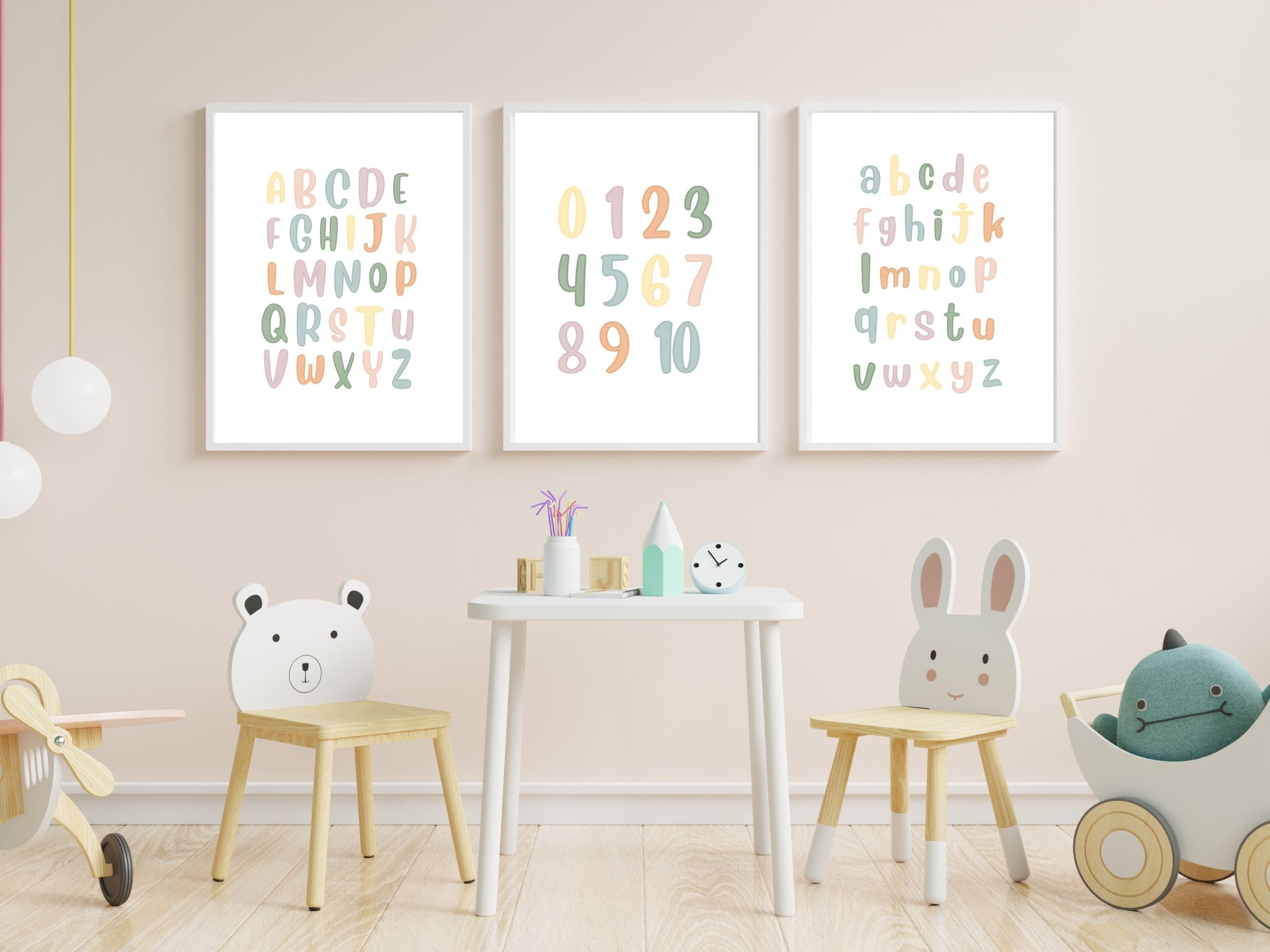 Printable Pastel Rainbow Coloured Alphabet & Numbers Posters - Etsy