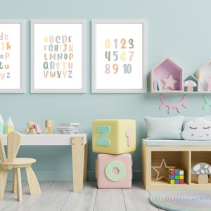 Printable Pastel Rainbow Coloured Alphabet & Numbers Posters - Etsy