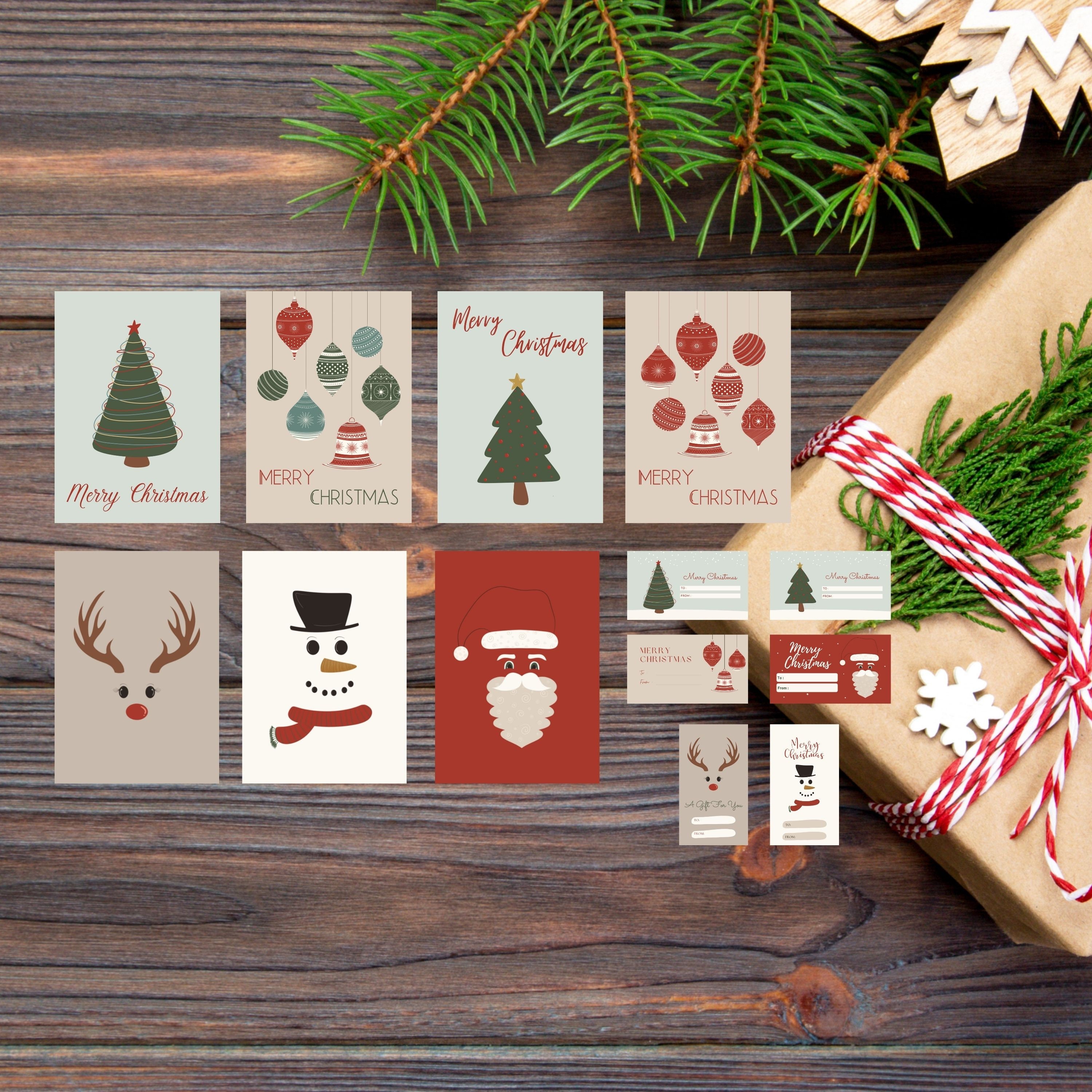 Printable Christmas Card Collection Matching Gift Tags - Etsy