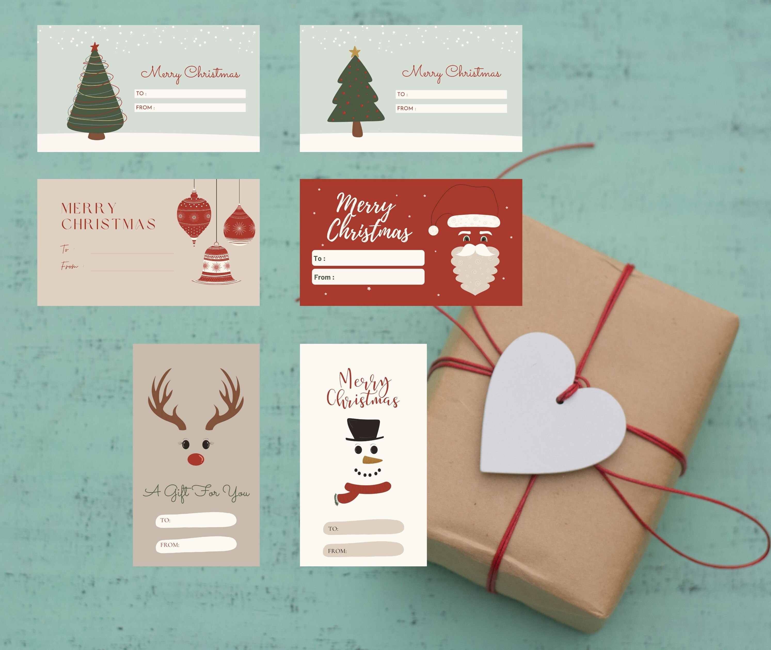 Printable Christmas Card Collection Matching Gift Tags - Etsy