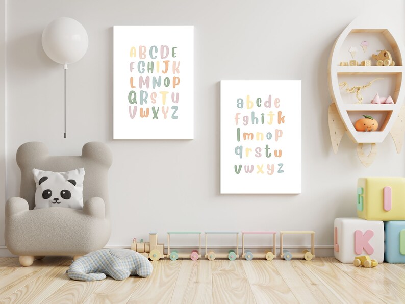Printable Pastel Rainbow Coloured Alphabet & Numbers Posters - Etsy
