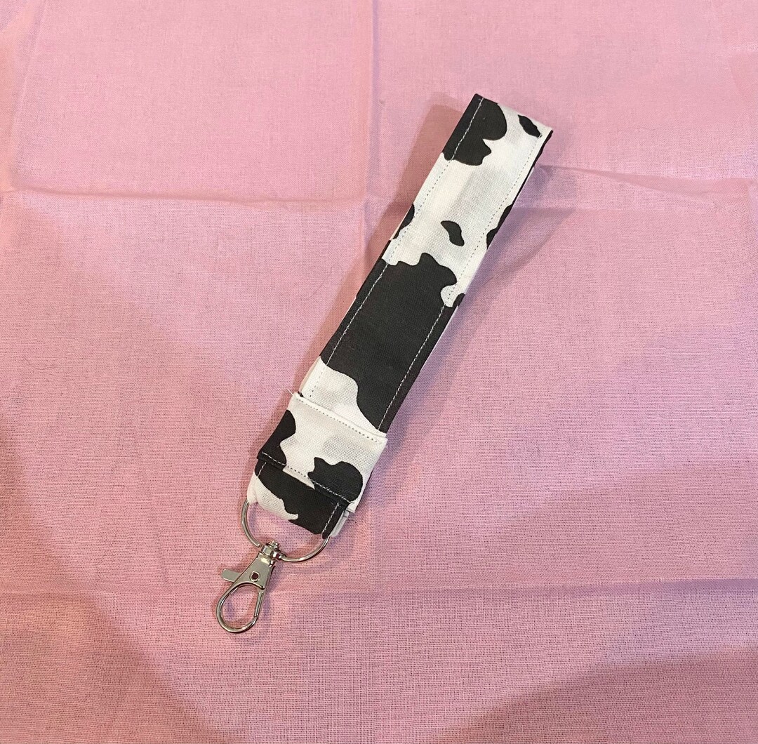 Cow Print Key Fob Lanyard - Cow Wristlet - Keychain - Etsy
