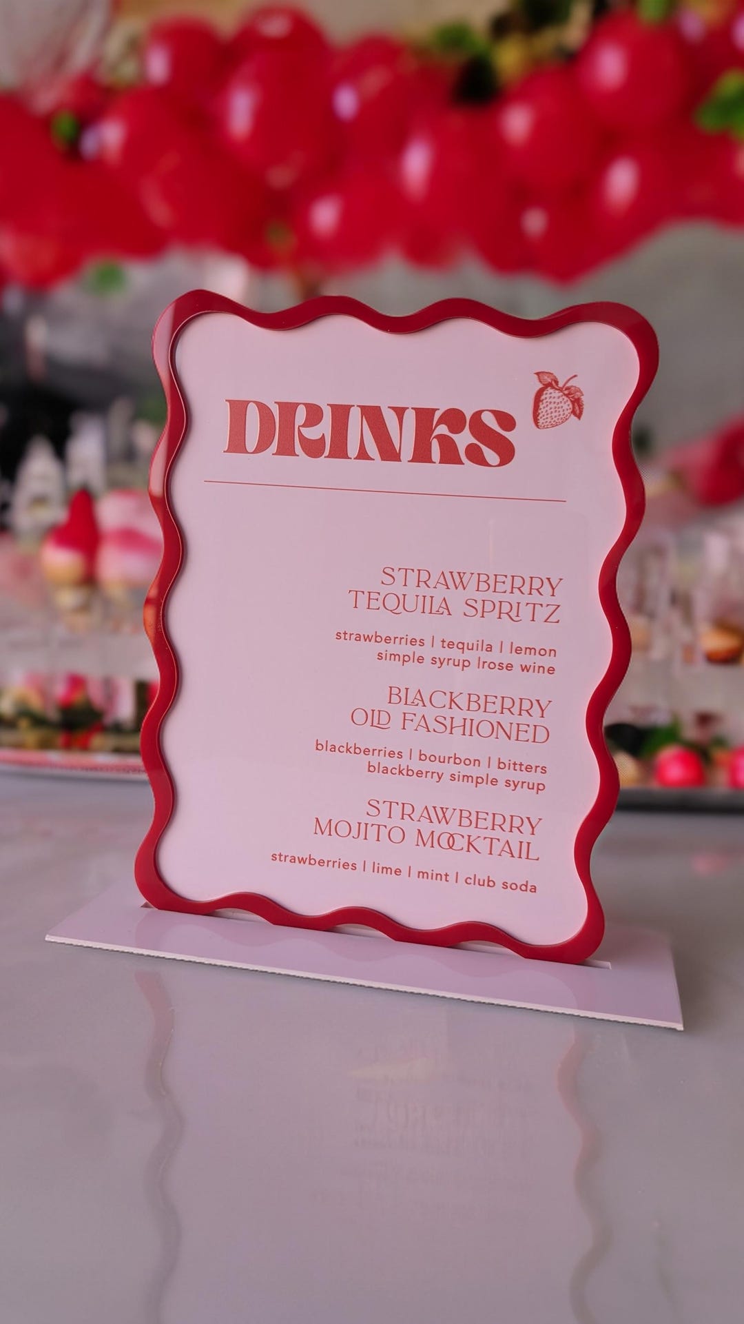 Wavy Red & Pink Drink Menu - Etsy