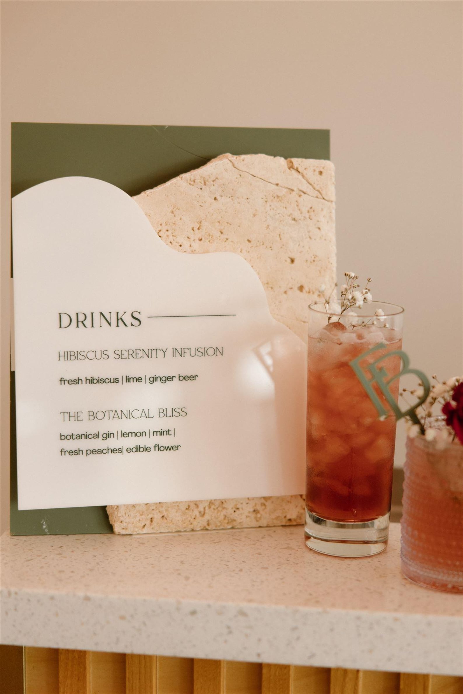 Travertine Stone & Acrylic Bar Menu - Etsy