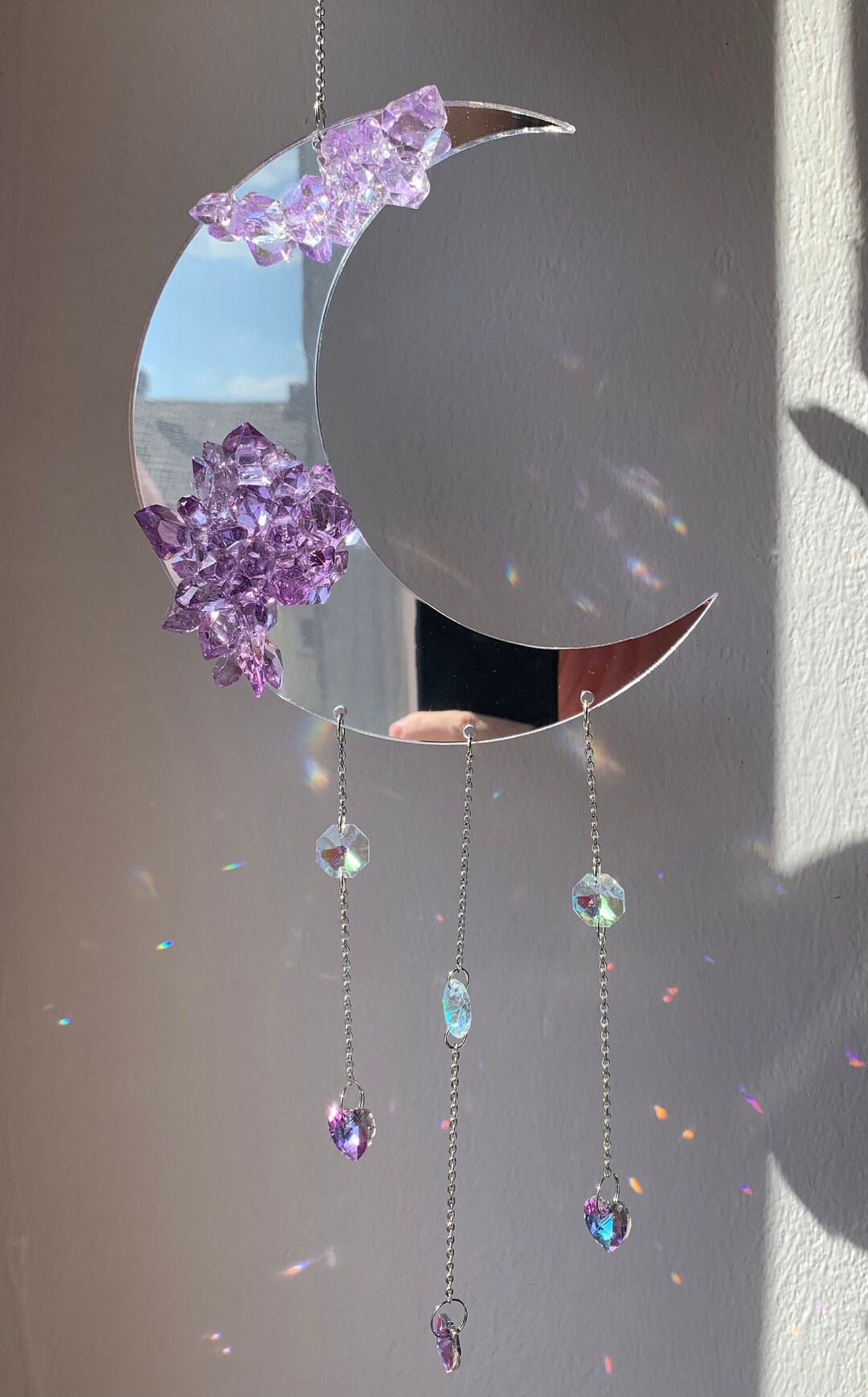 Suncatcher Mirror Moon Purple Resin Crystals/wall Decoration / Crystals ...