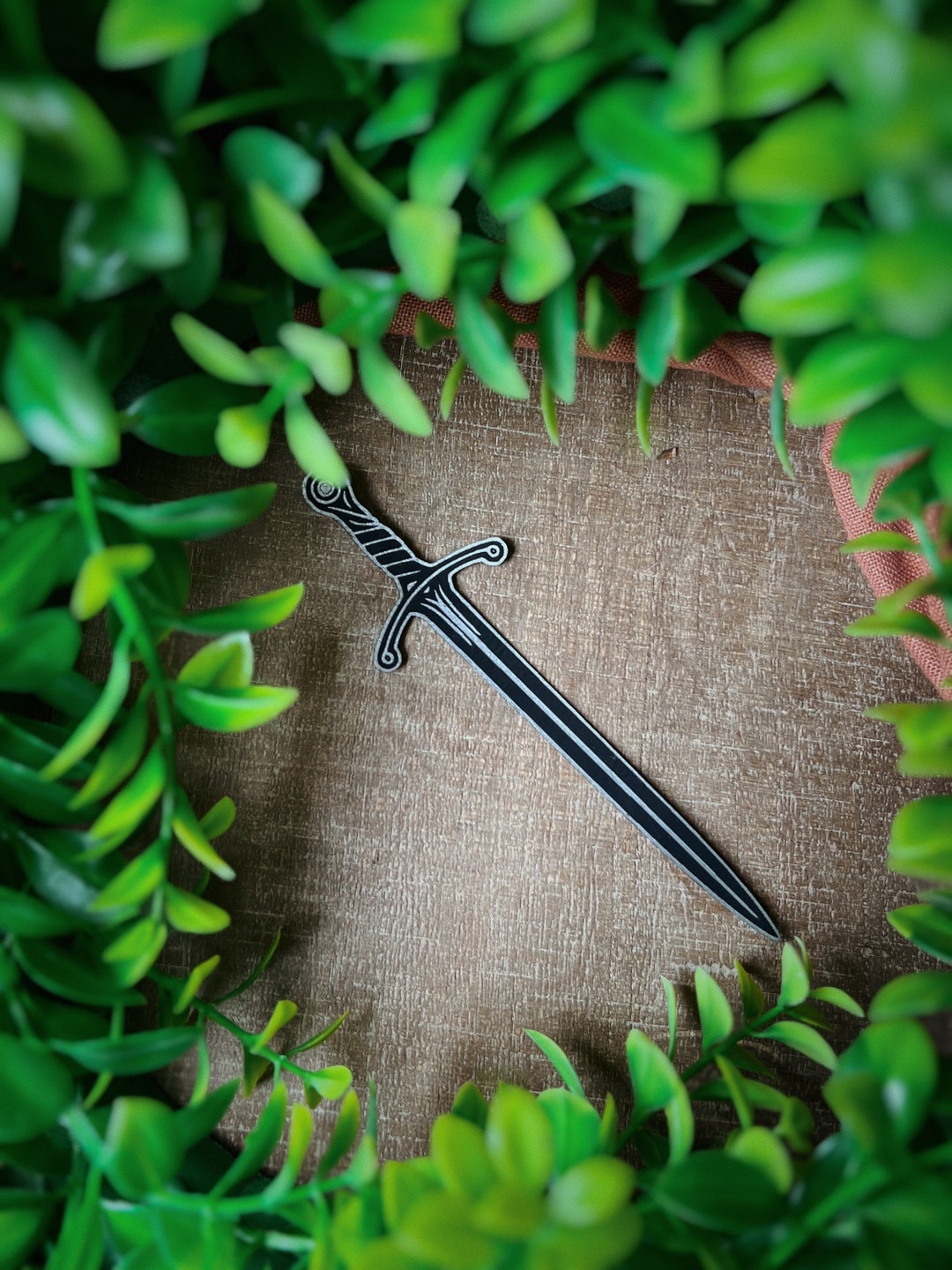 Leatherette Sword Book Mark Vegan Leather Black and Silver Handmade ...