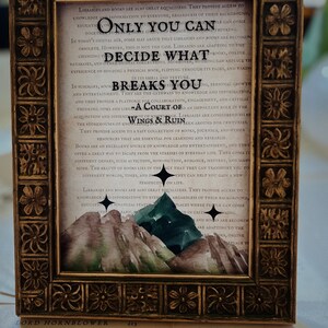 ACOTAR Book Quote Print 5x7 A Court of Thorns and Roses Licensed Sarah ...