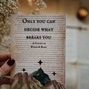 ACOTAR Book Quote Print 5x7 A Court of Thorns and Roses Licensed Sarah ...